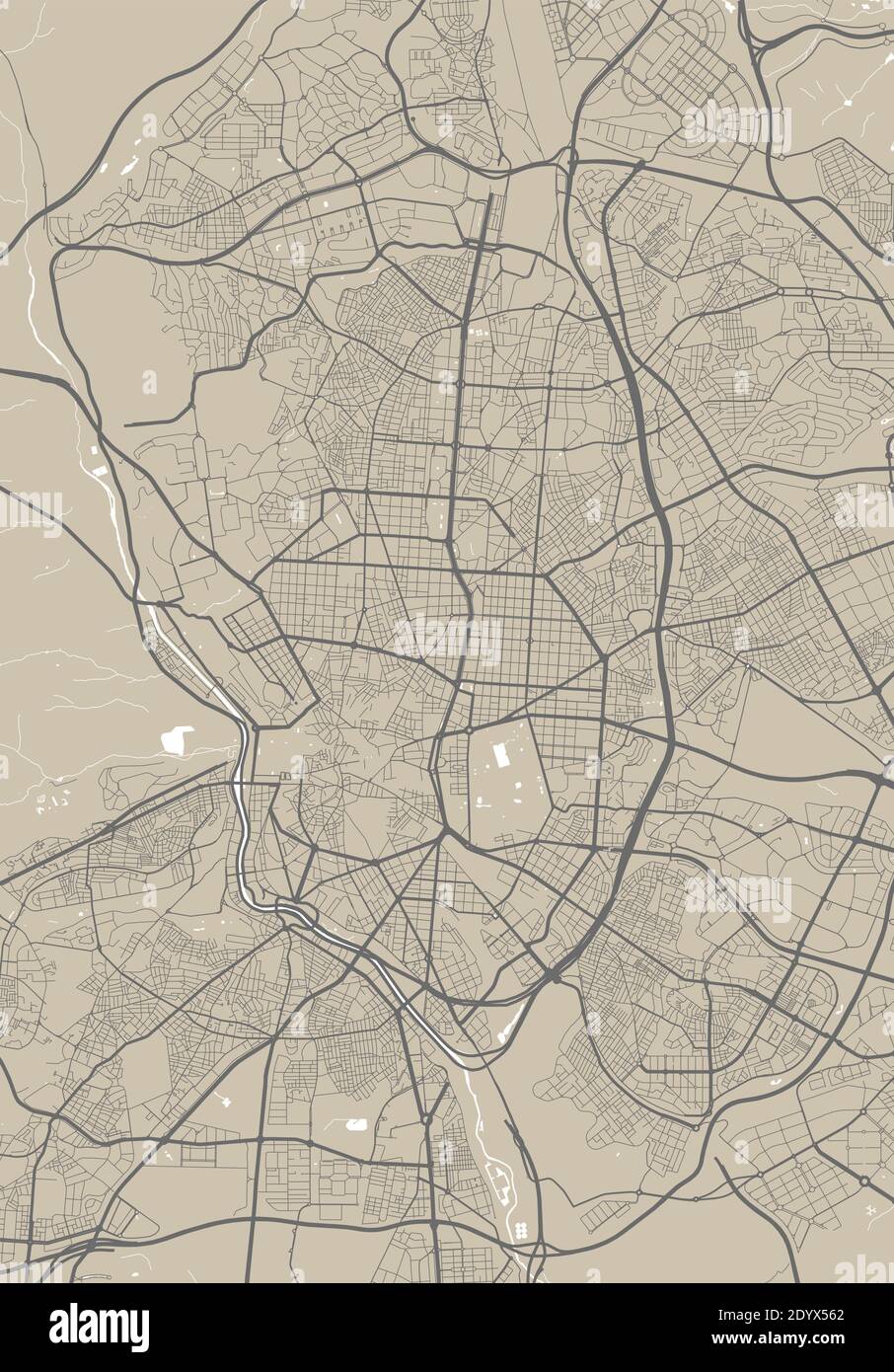 Detailed map of Madrid city administrative area. Royalty free vector ...
