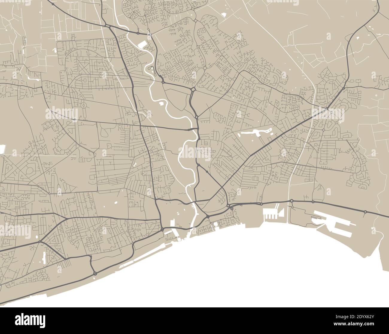 Detailed map of Kingston upon Hull city administrative area. Royalty ...