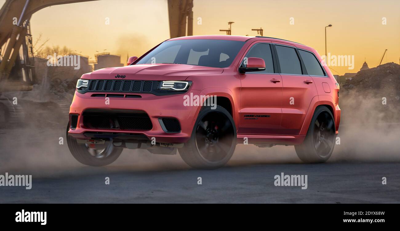 Jeep Grand Cherokee Trackhawk against industrial areas Stock Photo - Alamy