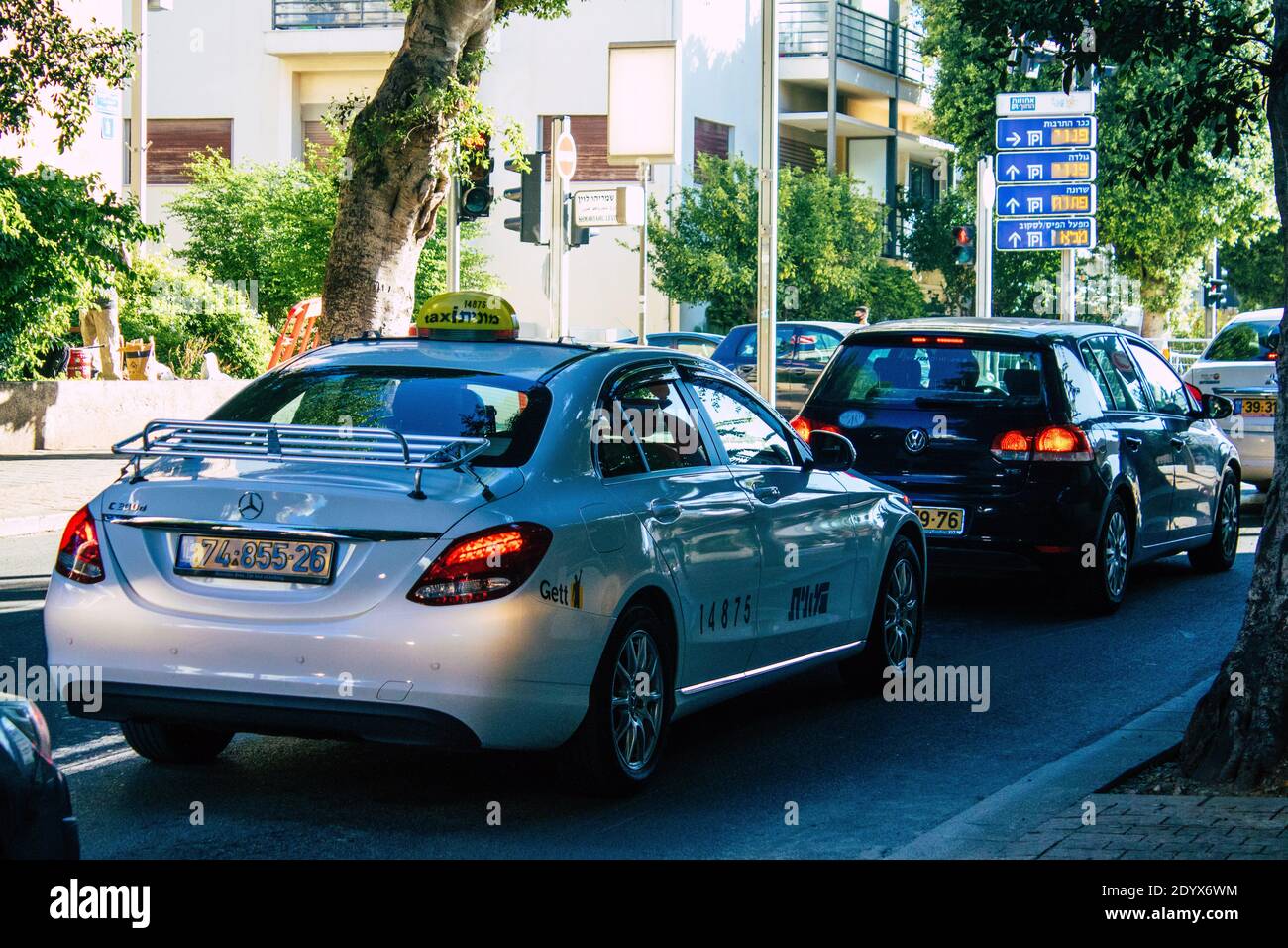 Tel Aviv Israel December 28, 2020 View of a traditional Israeli taxi ...