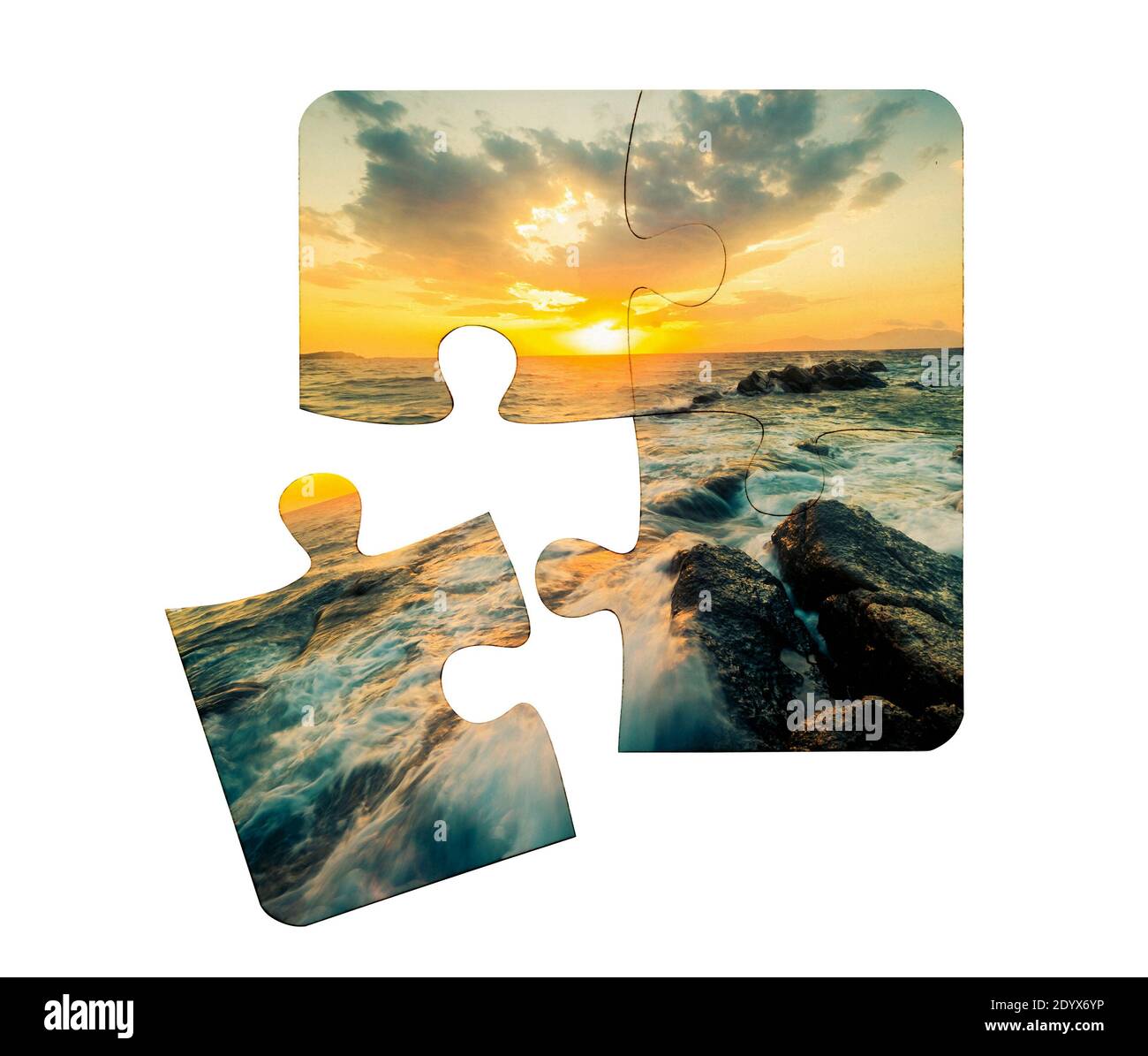 Small square jigsaw puzzle with seascape print Stock Photo - Alamy