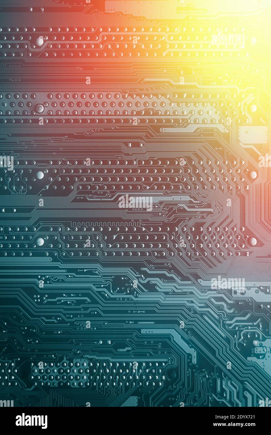 Blue electronic mother board circuit close up macro background Stock ...