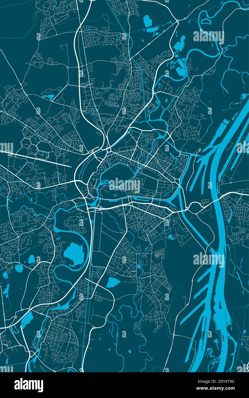 Detailed map of Strasbourg city administrative area. Royalty free ...