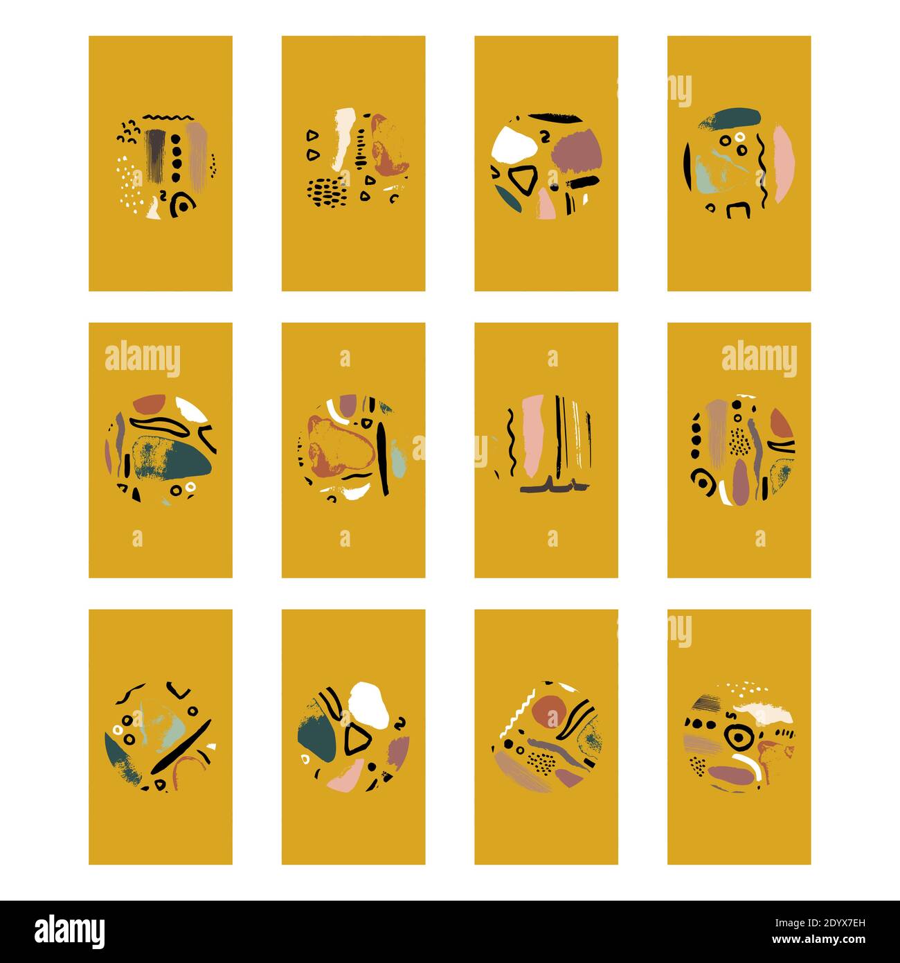 Set of bohemian abstract social media stories highlights. Boho story ...