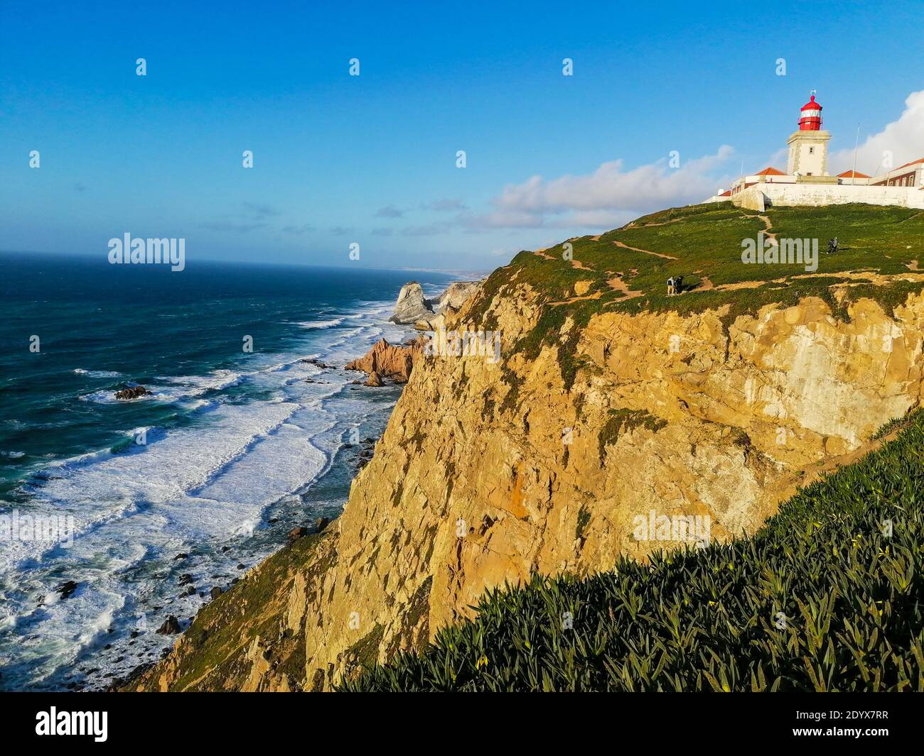 Cabo da Roca, Portugal. Lighthouse and cliffs over Atlantic Ocean, the ...