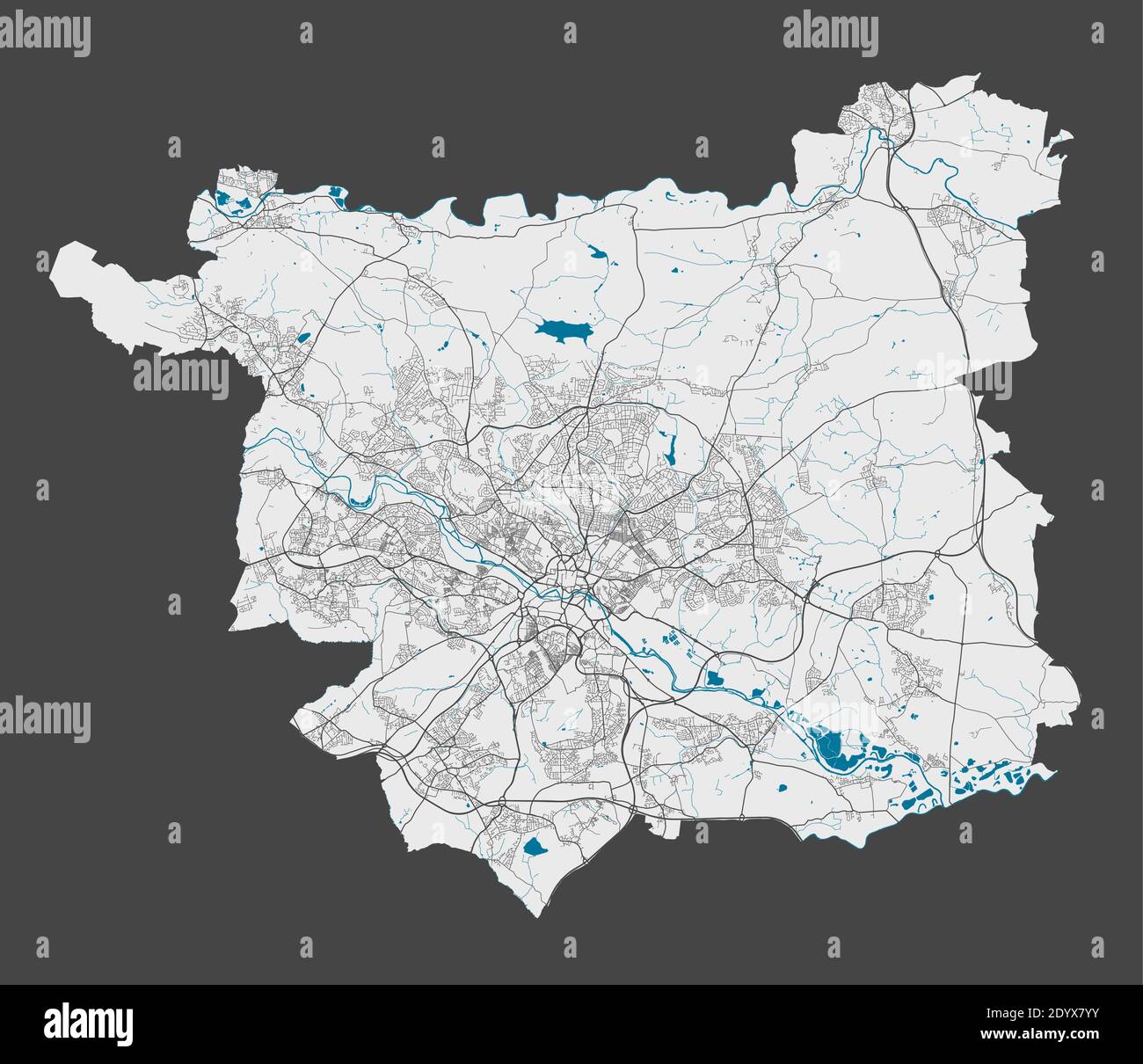 Leeds map. Detailed map of Leeds city administrative area. Cityscape ...