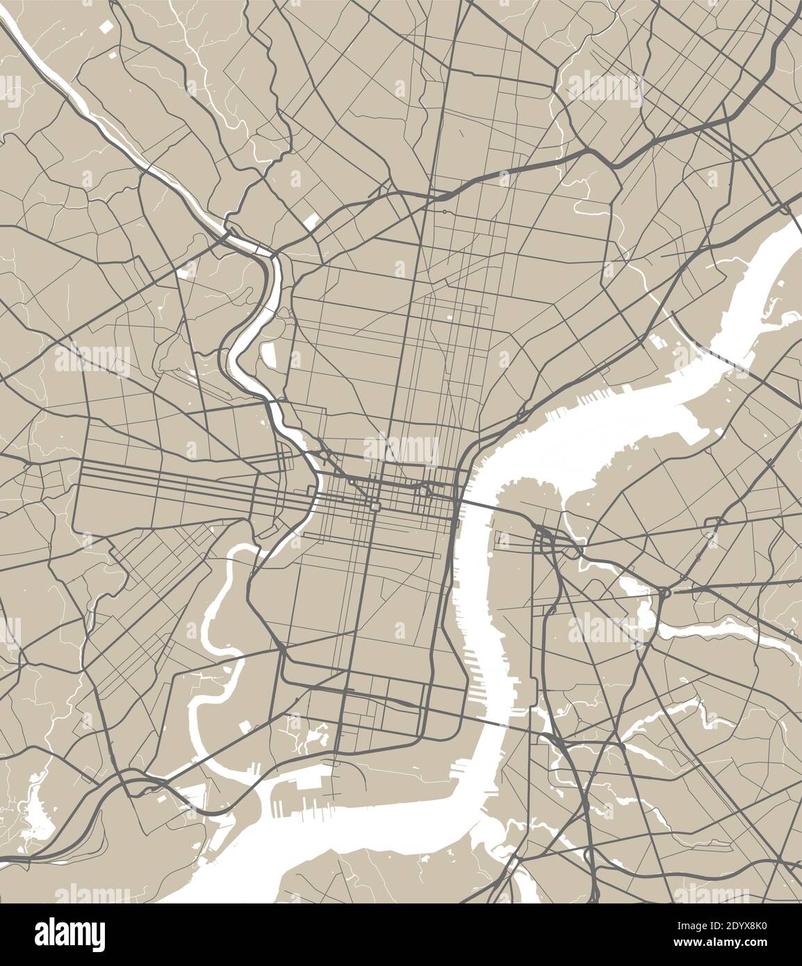 Vector map of Philadelphia. Street map poster illustration ...