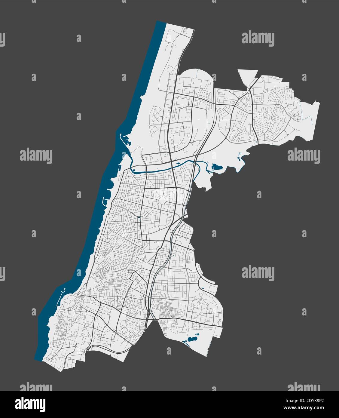 Tel Aviv-Yafo map. Detailed vector map of Tel Aviv-Yafo city ...