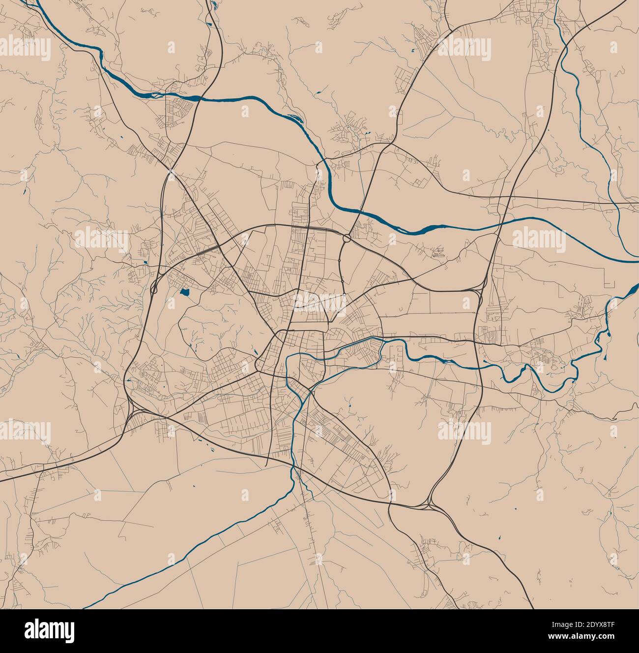 Ljubljana city map poster. Map of Ljubljana street map poster ...