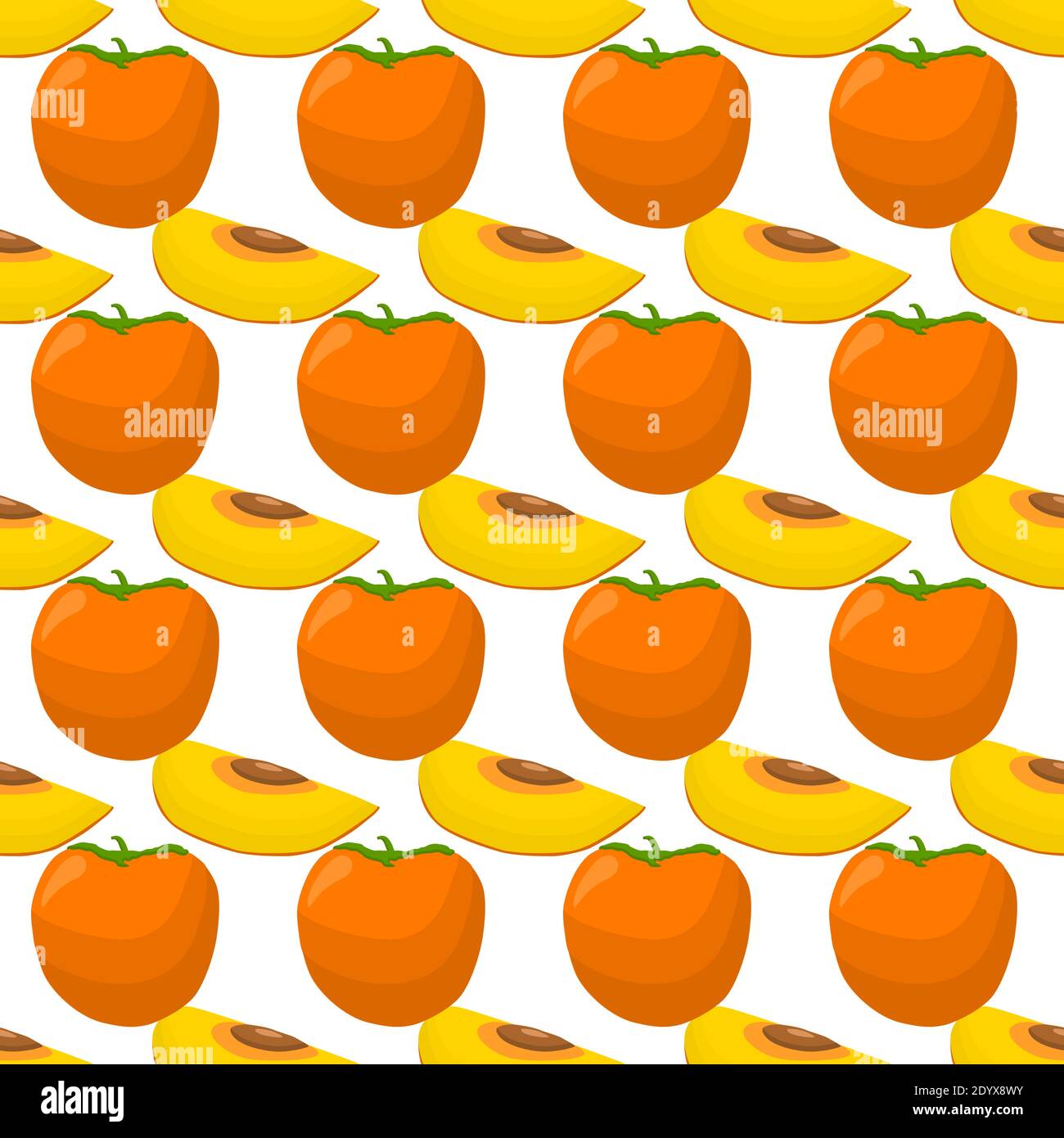 Illustration on theme big colored seamless persimmon, fruit pattern for ...