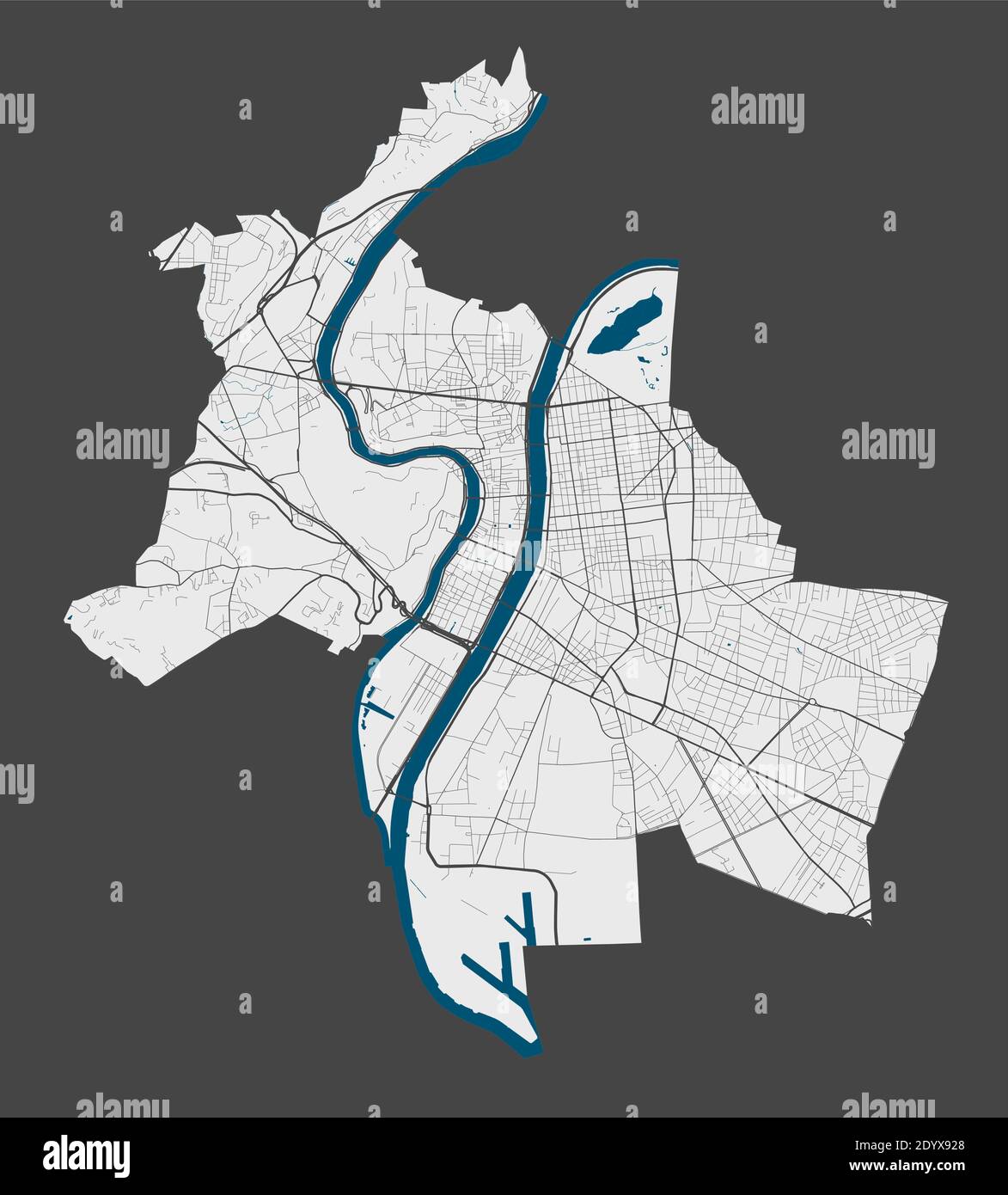 Lyon map. Detailed map of Lyon city administrative area. Cityscape ...