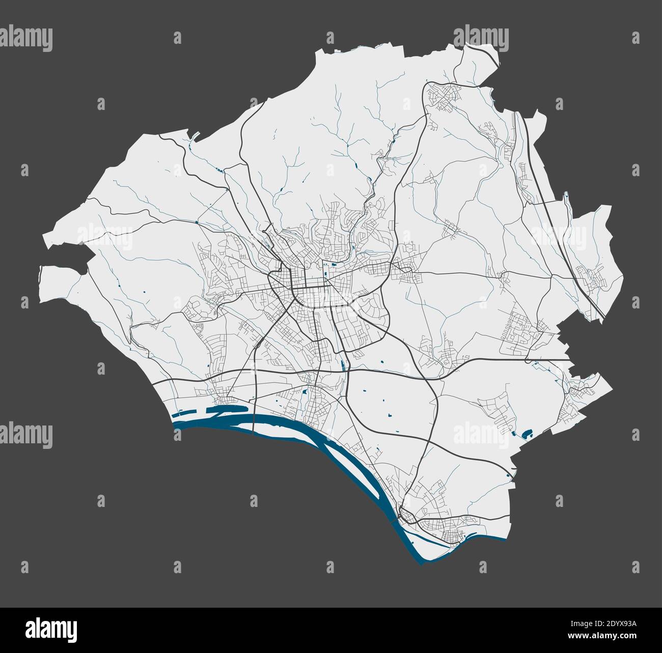 Wiesbaden map. Detailed map of Wiesbaden city administrative area ...