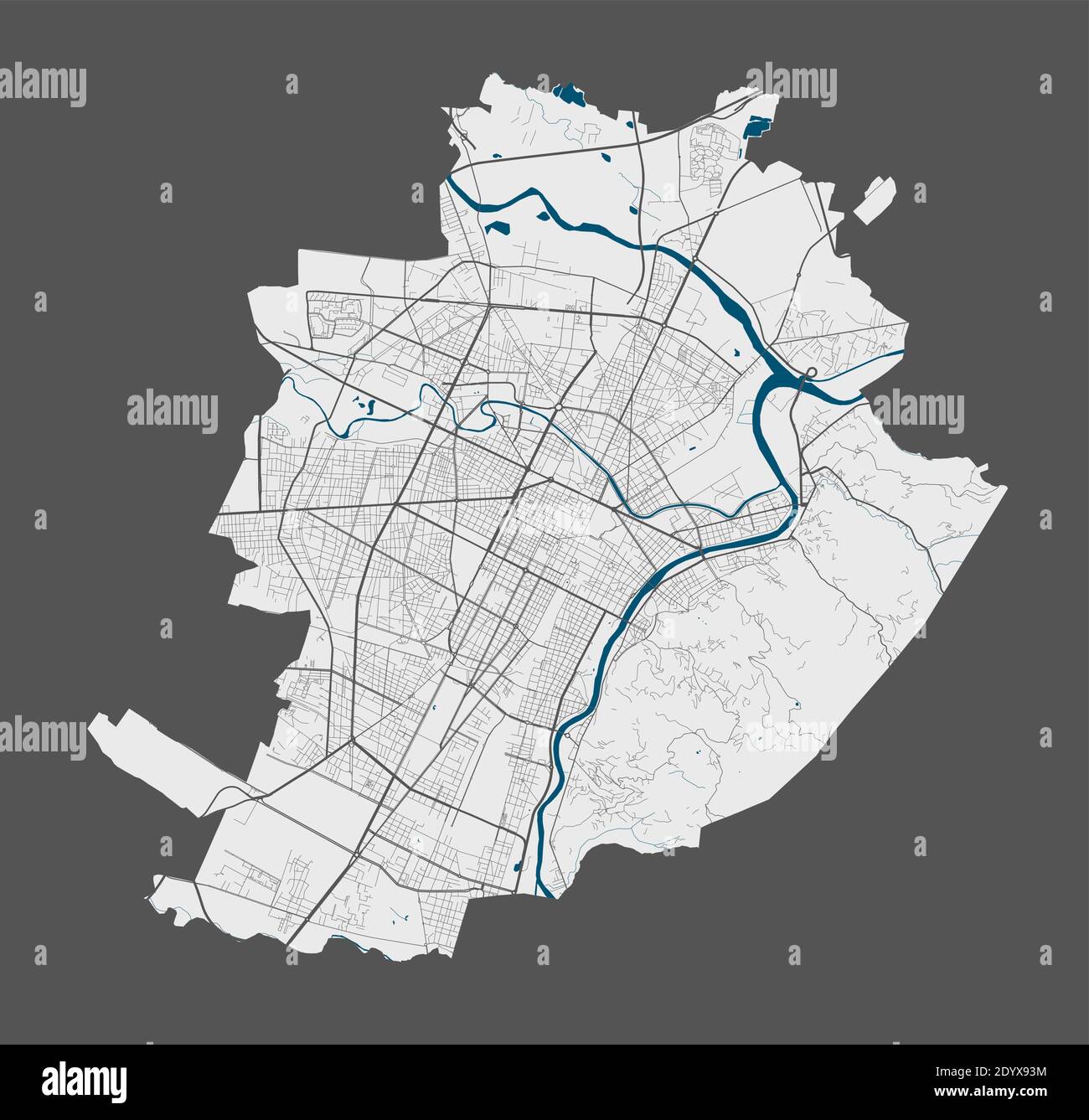 Turin map. Detailed vector map of Turin city administrative area ...