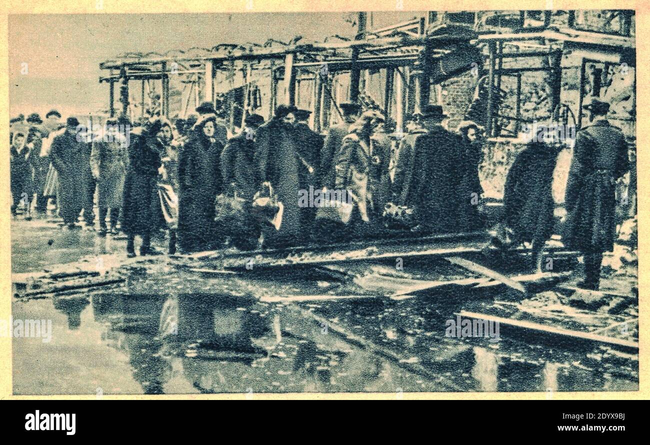 BERLIN, GERMANY - 1945: Bombardement of Berlin. Destroyed streets in ...