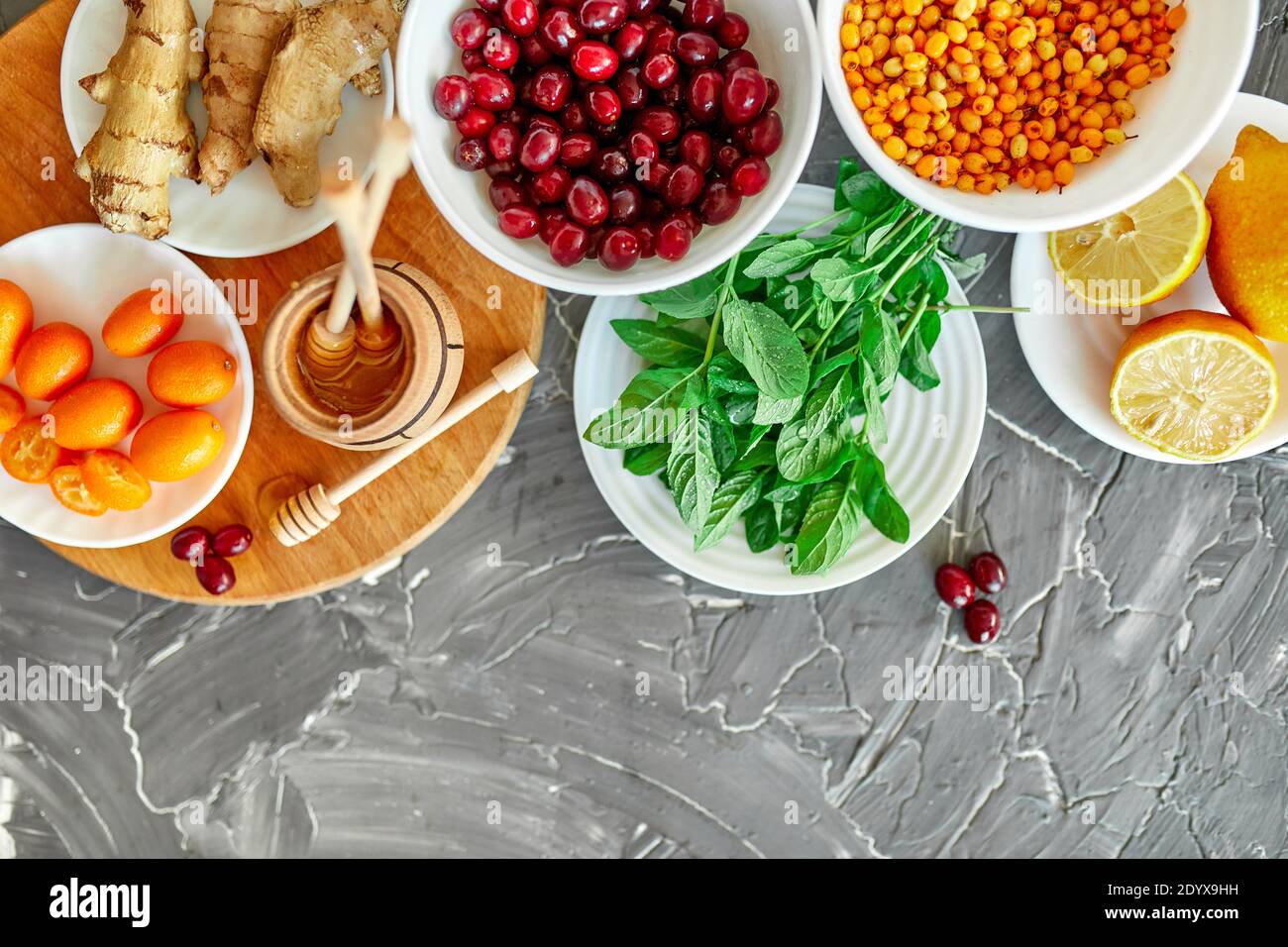 Trendy Virus protection food, coronavirus, immunity concept. Assortment ...