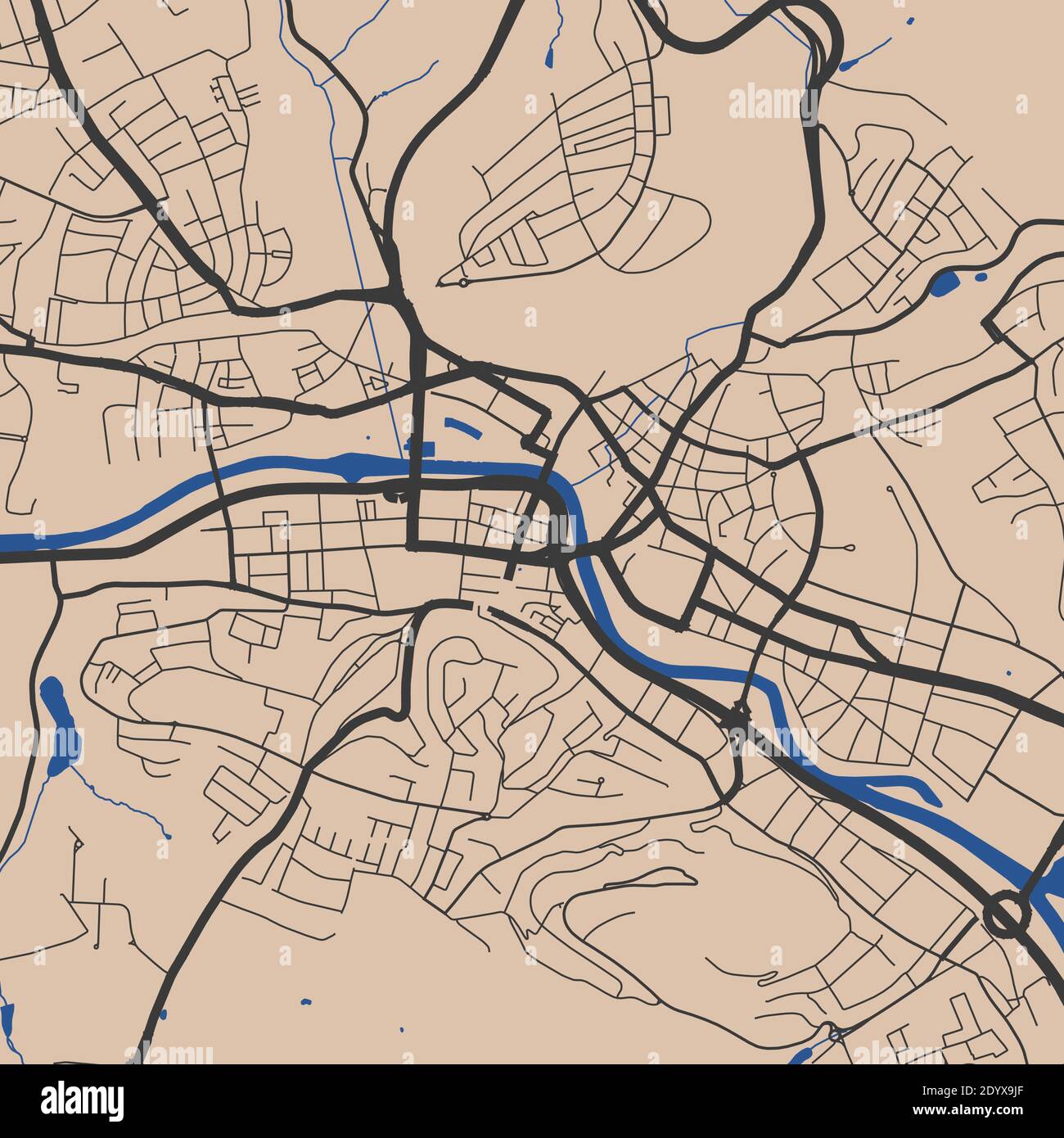 Detailed map of Saarbrucken city administrative area. Royalty free ...