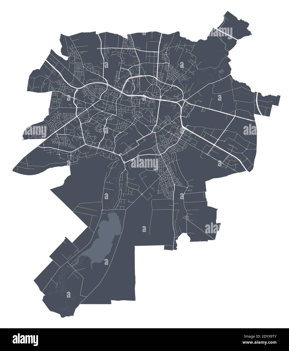 Lublin map. Detailed vector map of Lublin city administrative area ...