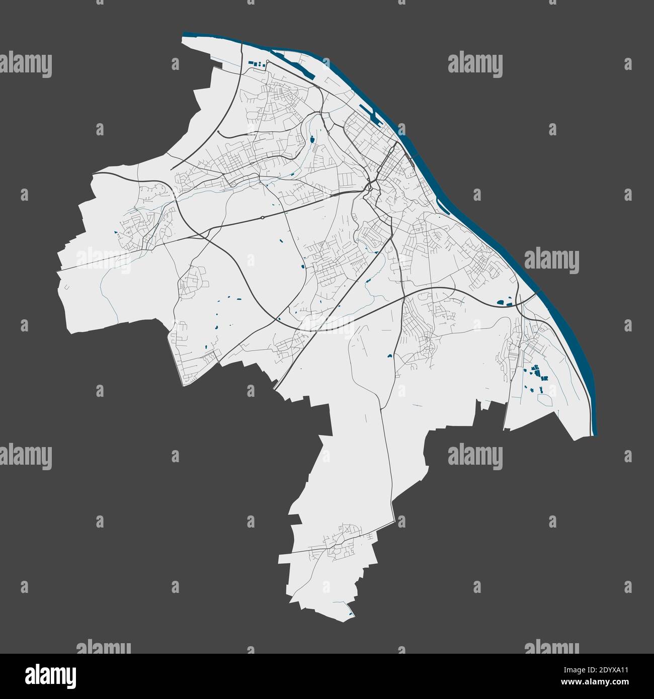 Mainz map. Detailed map of Mainz city administrative area. Cityscape ...