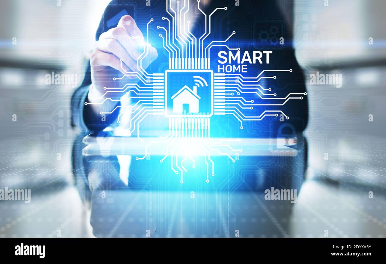 Smart home control panel on virtual screen. IOT and Automation ...