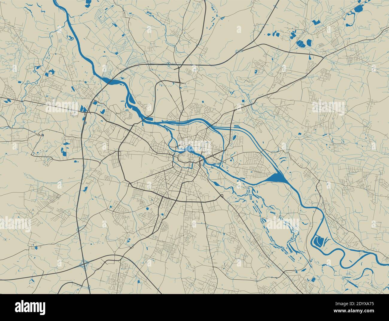 ector map of Wroclaw. Street map poster illustration. Wroclaw map art ...