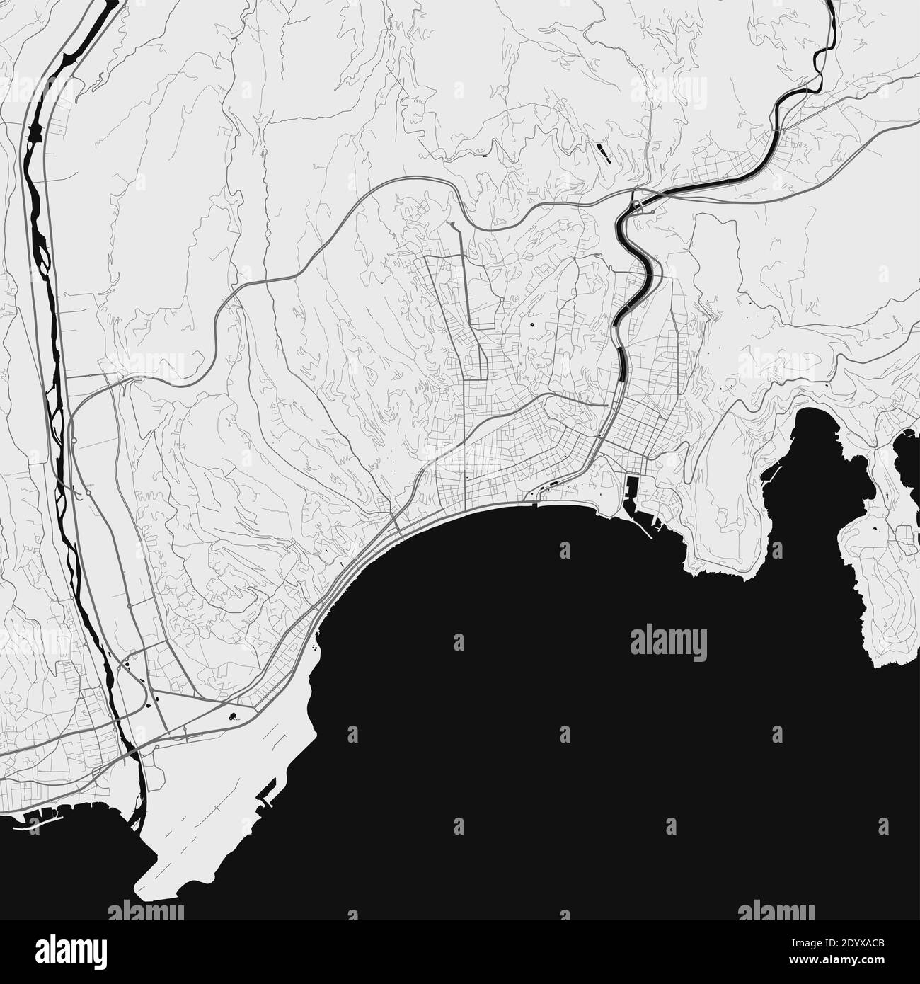 Urban city map of Nice. Vector illustration, Nice map grayscale art ...
