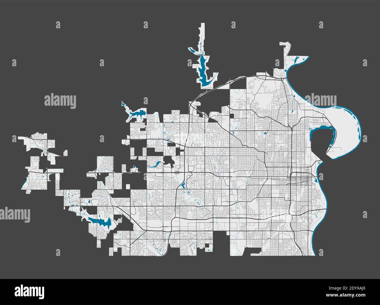 Omaha map. Detailed map of Omaha city administrative area. Cityscape ...