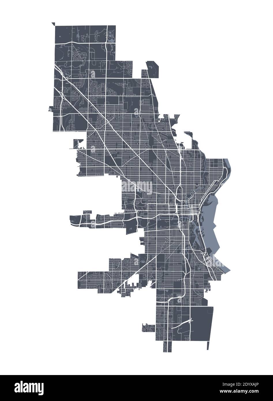 Milwaukee map. Detailed vector map of Milwaukee city administrative ...