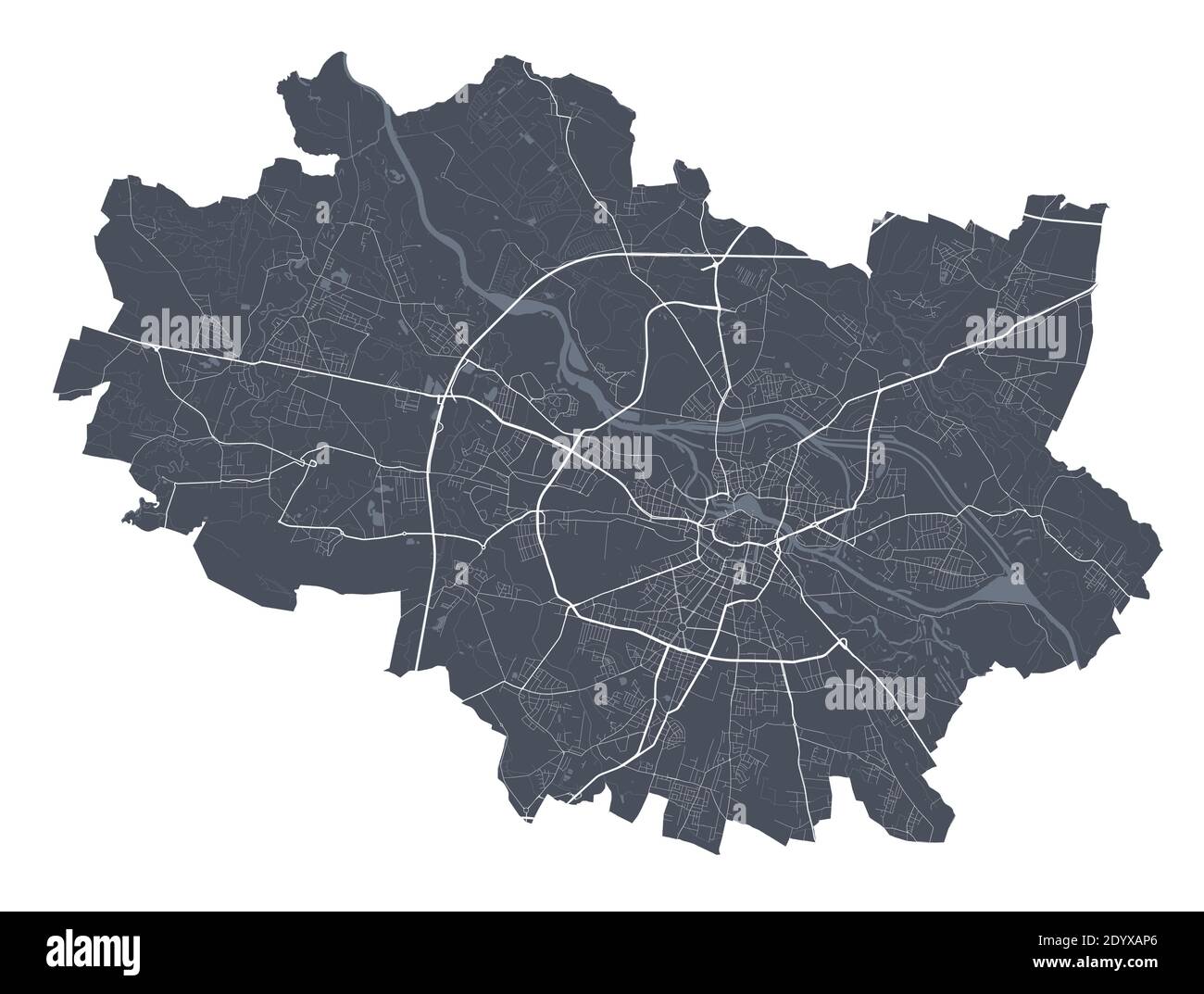 Wroclaw map. Detailed vector map of Wroclaw city administrative area ...