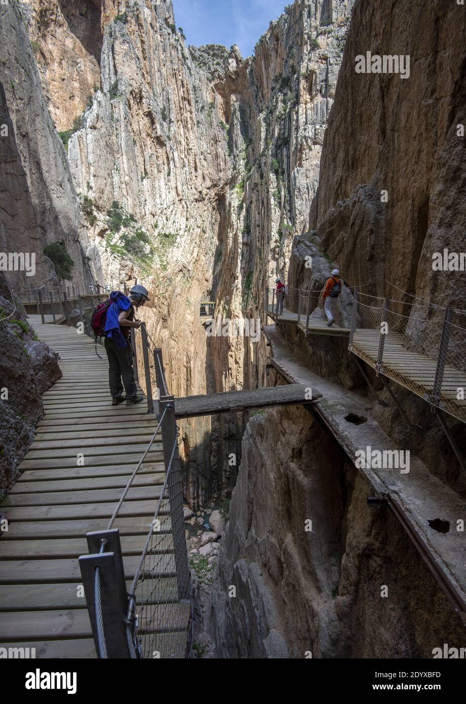 The El Caminito del Rey (The King's Little Path) walkway, pinned along ...