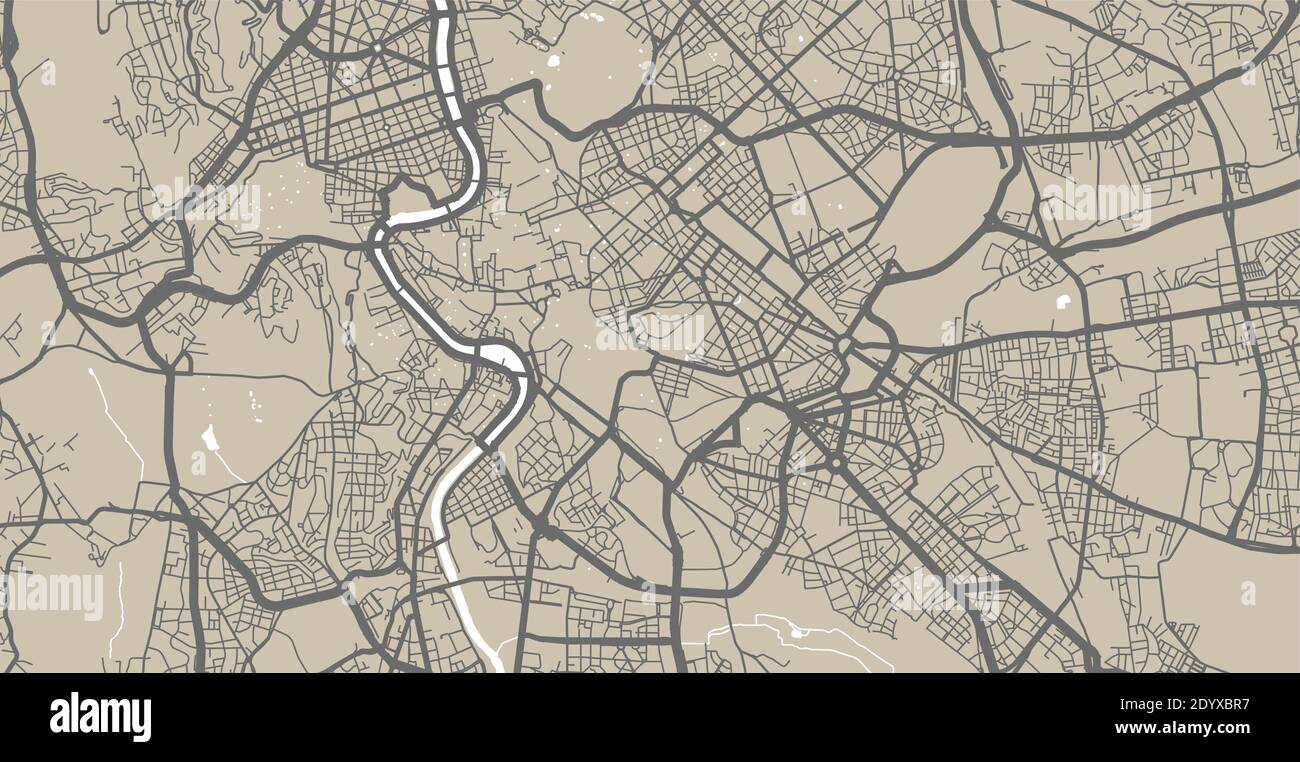 Detailed map of Rome city administrative area. Royalty free vector ...
