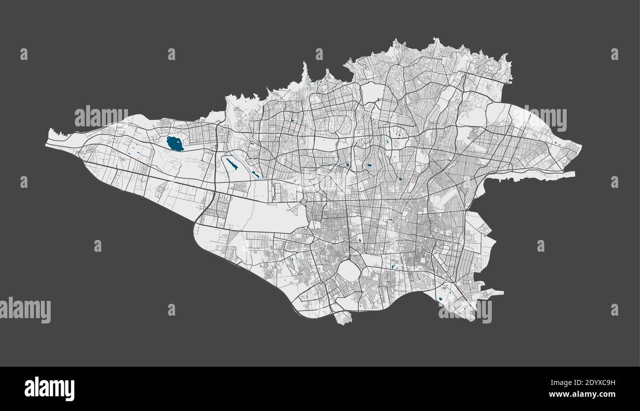 Tehran map. Detailed vector map of Tehran city administrative area ...