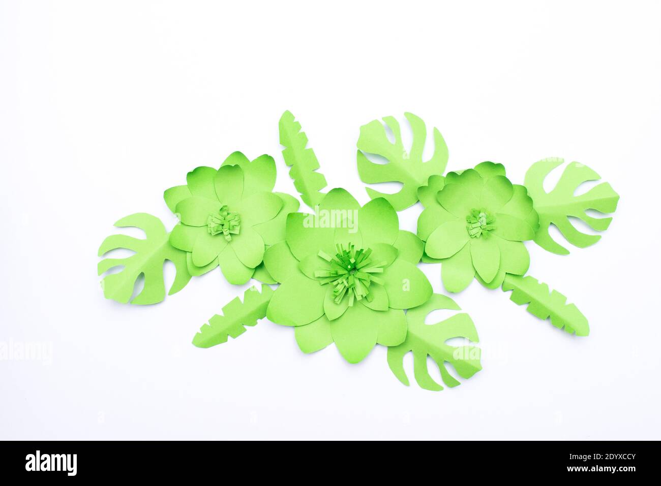 Flowers Handmade Design Papercraft Art on white background Stock Photo ...