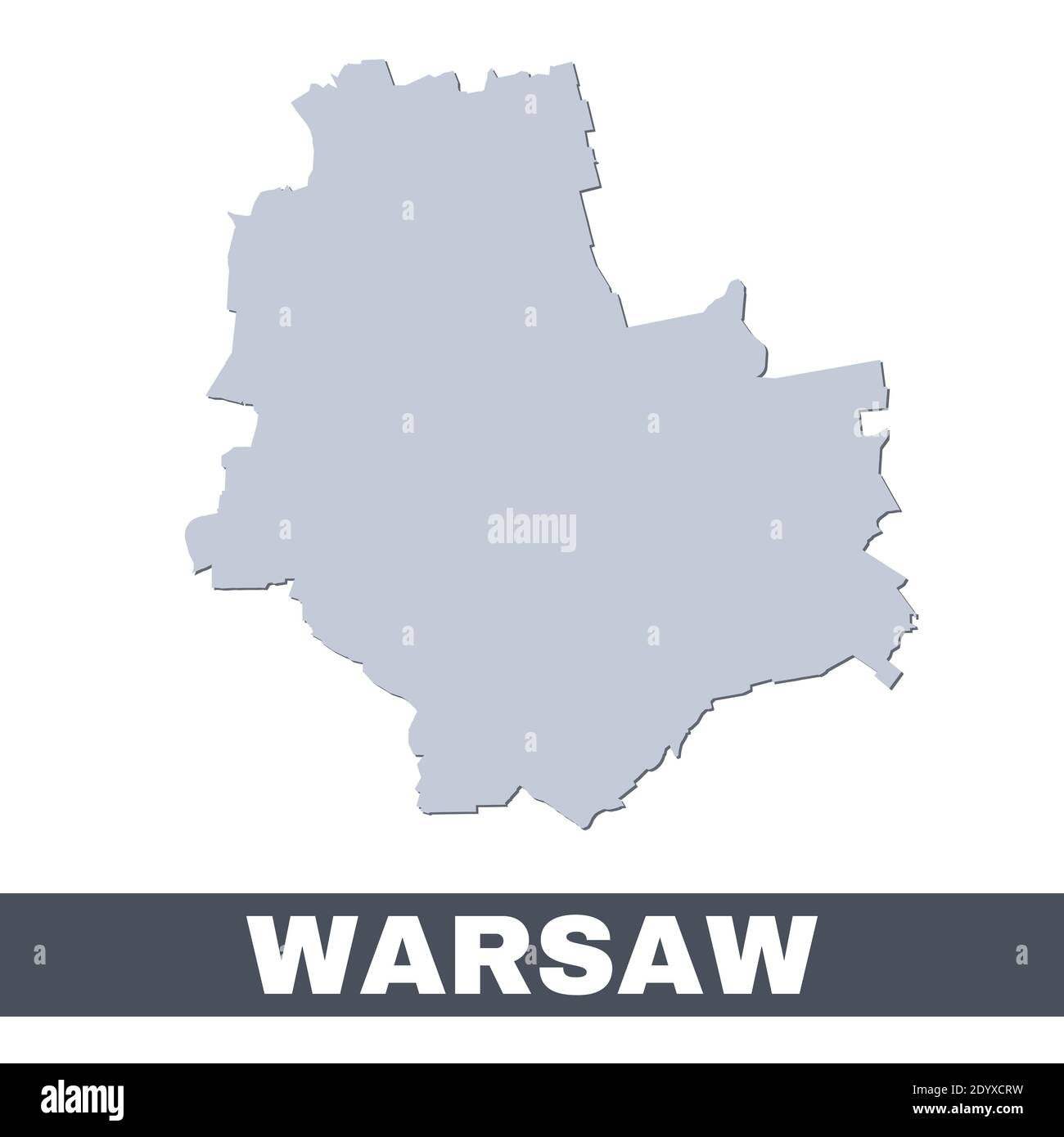 Warsaw outline map. Vector map of Warsaw city area within its borders ...