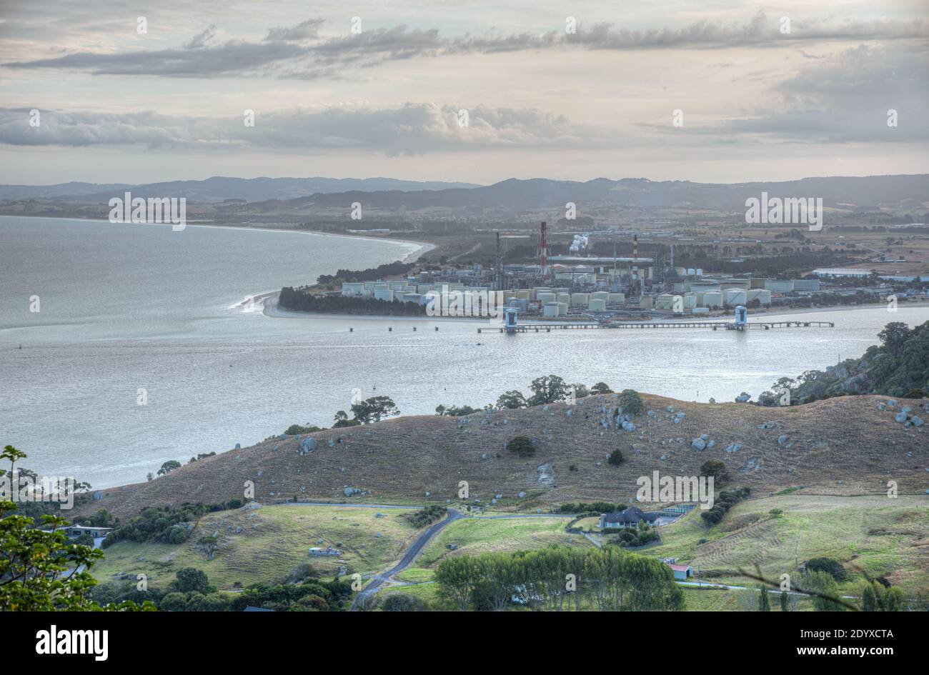 Sunset view of Marsden point oil refinery in New Zealand Stock Photo ...
