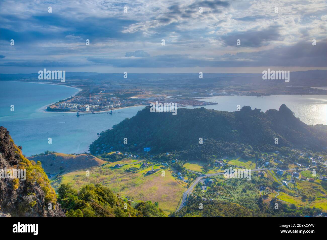 Sunset view of Marsden point oil refinery in New Zealand Stock Photo ...
