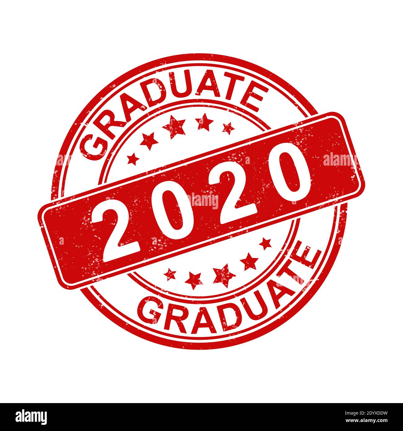 An impression of an old worn stamp with the inscription GRADUATE 2020 ...