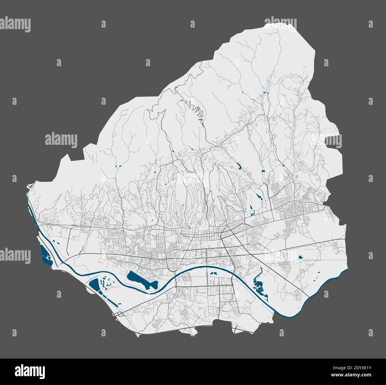 Zagreb map. Detailed vector map of Zagreb city administrative area ...