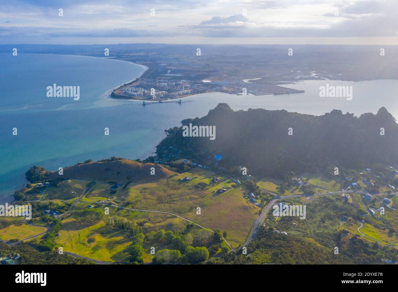 Sunset view of Marsden point oil refinery in New Zealand Stock Photo ...