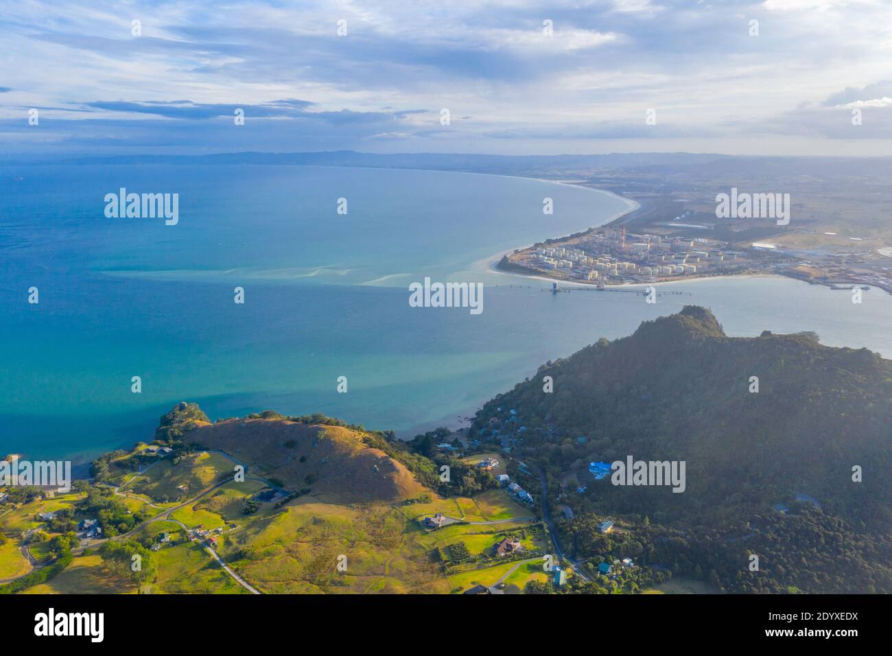 Sunset view of Marsden point oil refinery in New Zealand Stock Photo ...