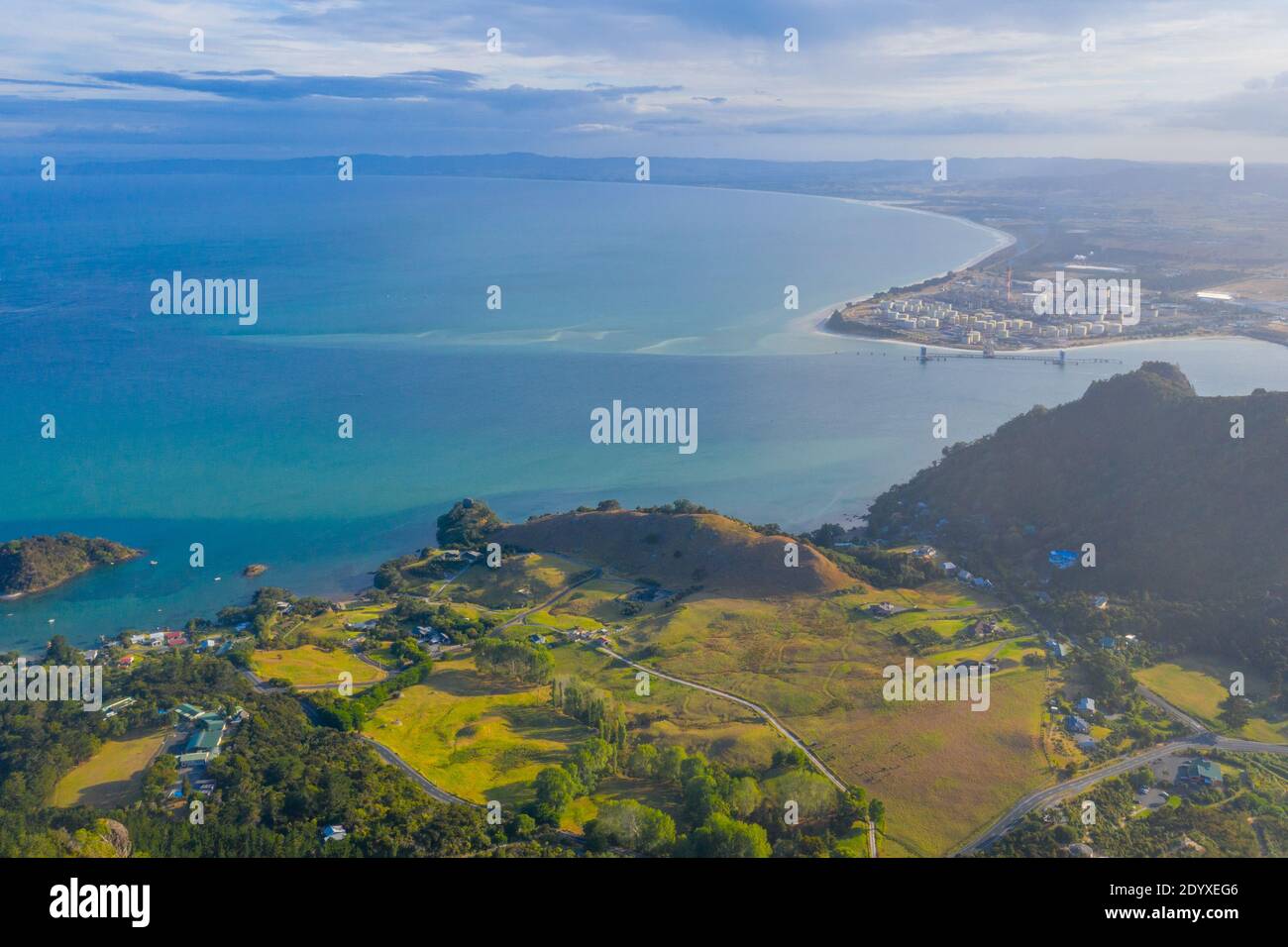 Sunset view of Marsden point oil refinery in New Zealand Stock Photo ...
