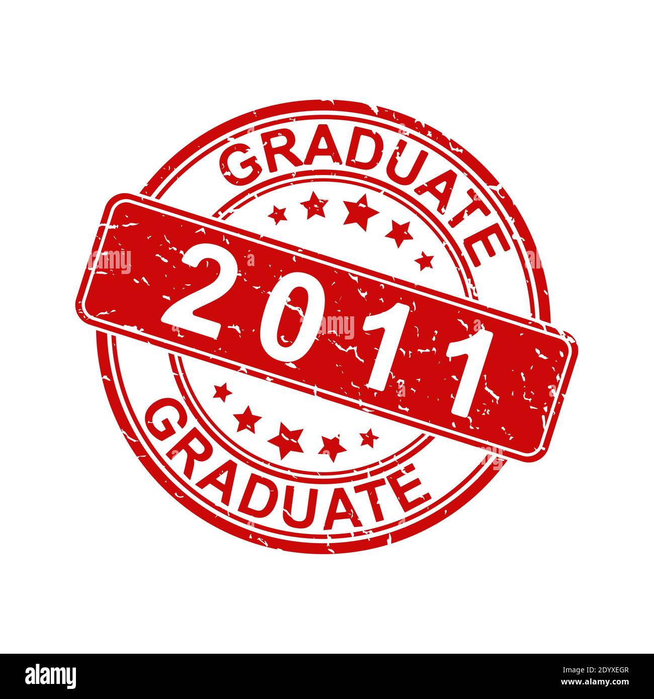 An impression of an old worn stamp with the inscription GRADUATE 2011 ...