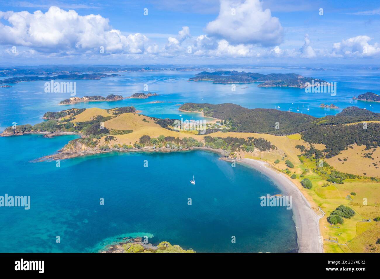 Aerial view of bay of islands in New Zealand Stock Photo - Alamy