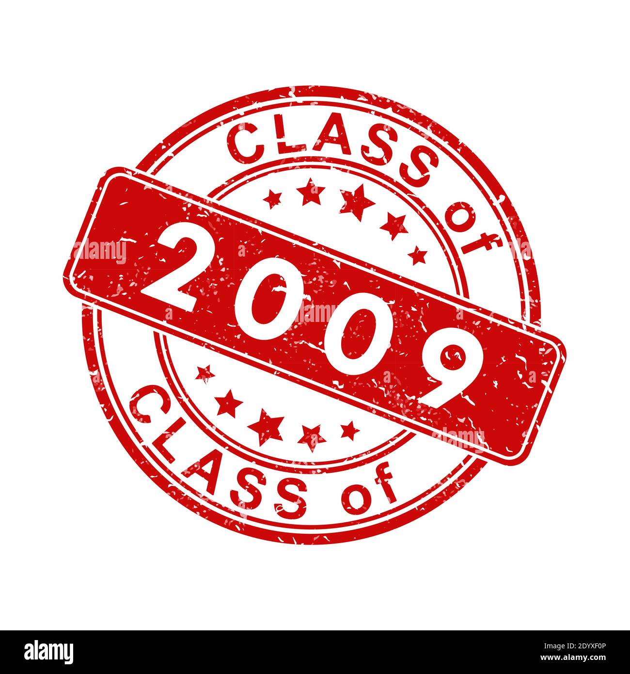 An impression of an old worn stamp with the inscription CLASS of 2009 ...