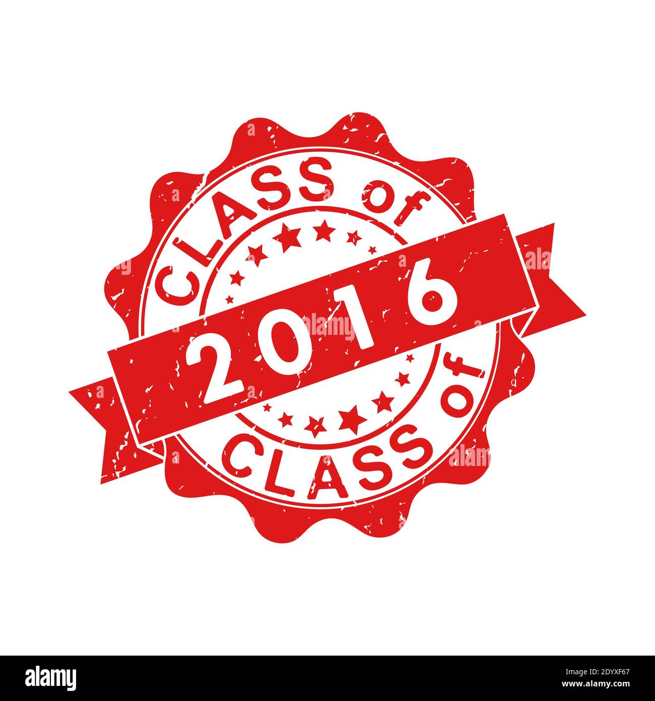 An impression of an old worn stamp with the inscription CLASS of 2016 ...