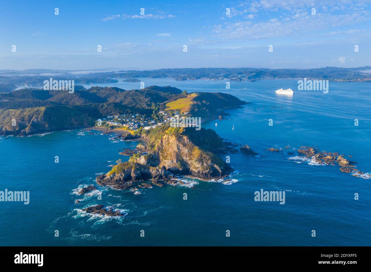 Aerial view of Tapeka point near Russell, New Zealand Stock Photo - Alamy