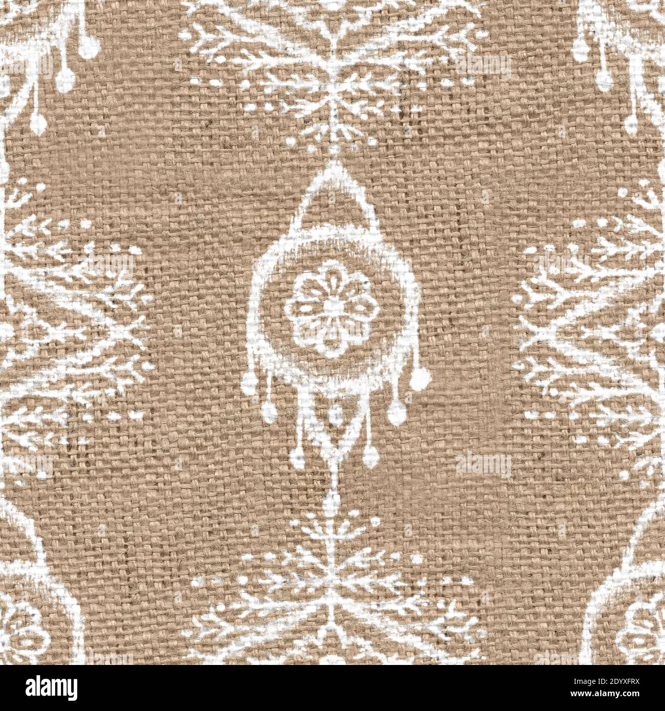Seamless burlap with white paint pattern overlay Stock Photo - Alamy