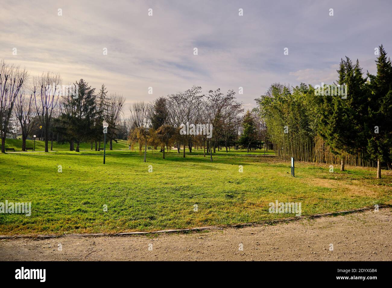 Running path and magnificent view green and blue sky together with old ...