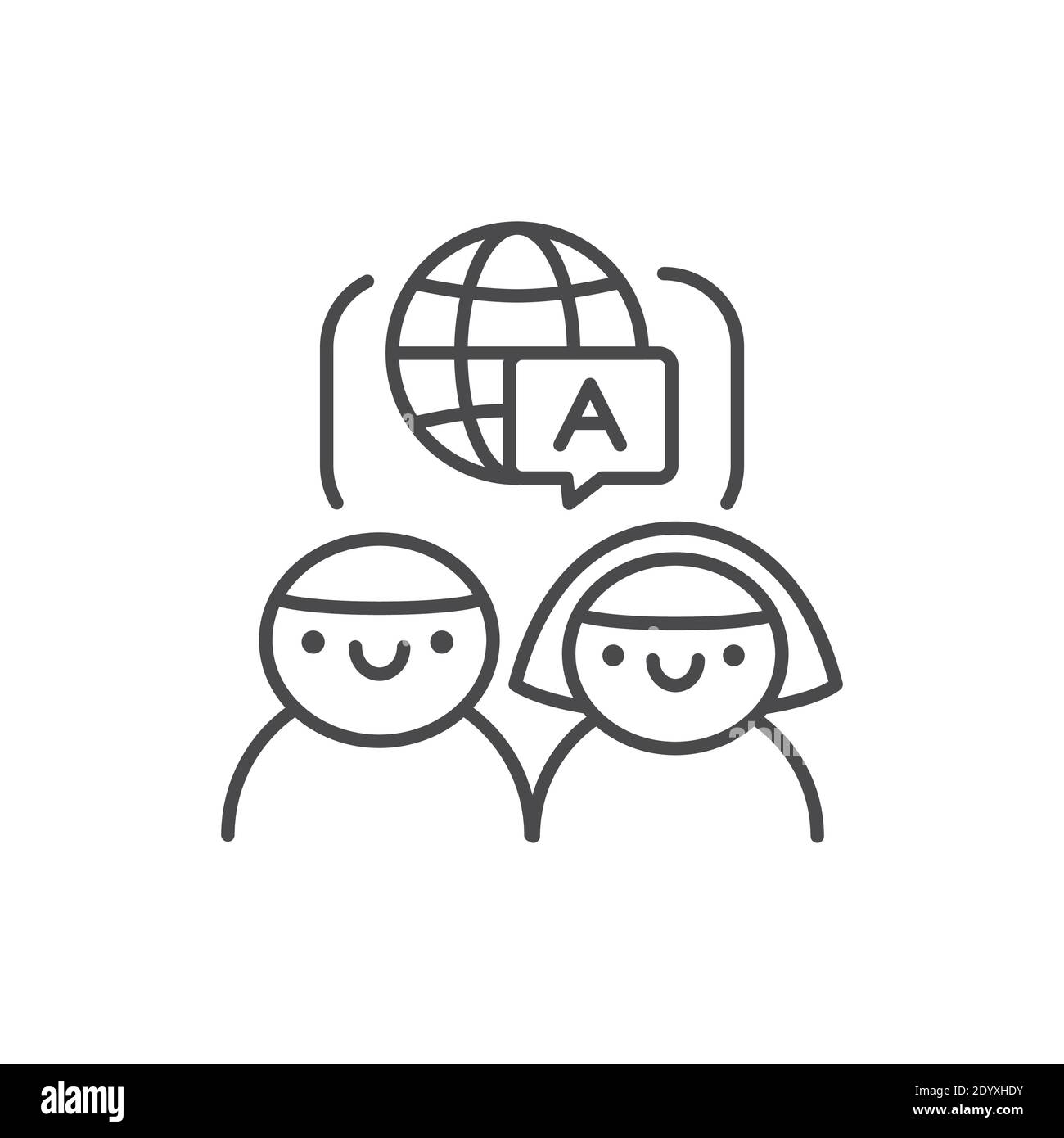 Teaching a foreign language color line icon. Pictogram for web page ...