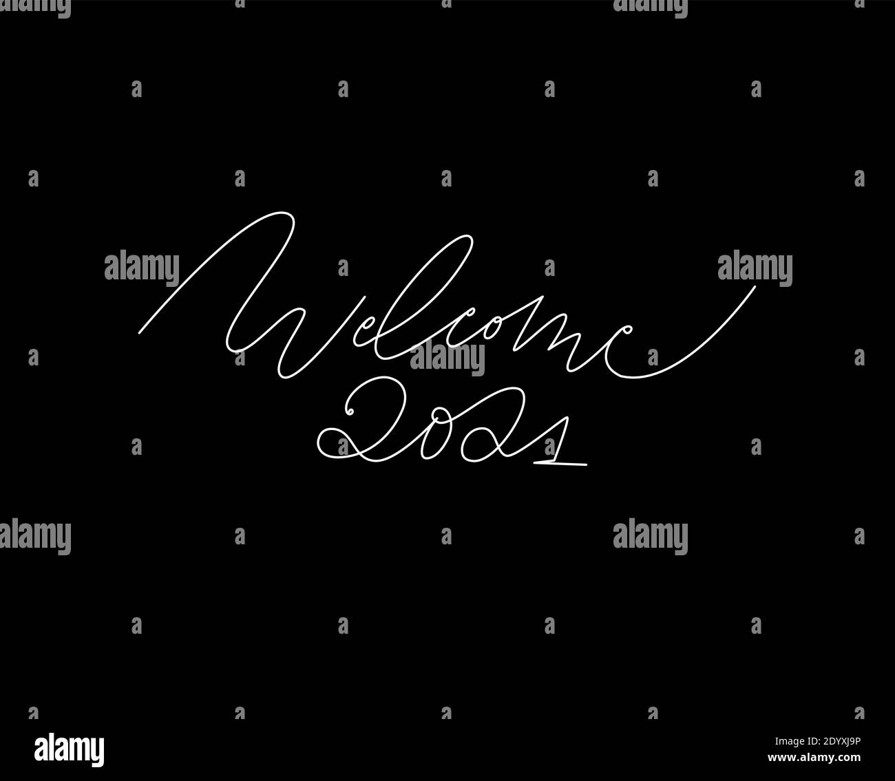 Welcome 2021 vector trendy line art calligraphy Stock Vector Image ...