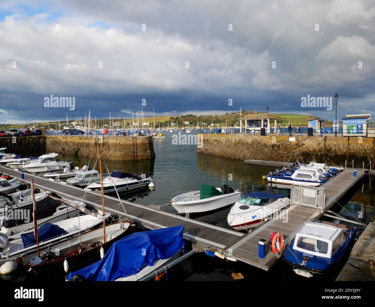 Custom House Quay, Falmouth, Cornwall, under a stormy sky Stock Photo ...